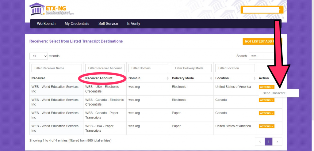 WES: Request and Delivery - ETX.NG
