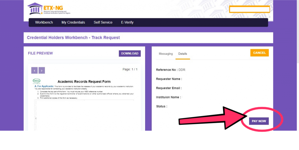 WES: Request and Delivery - ETX.NG