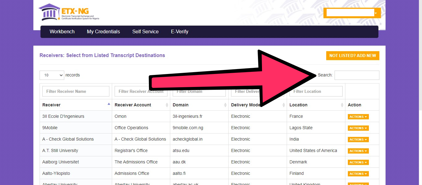 TRS: Listed Receiver - ETX.NG