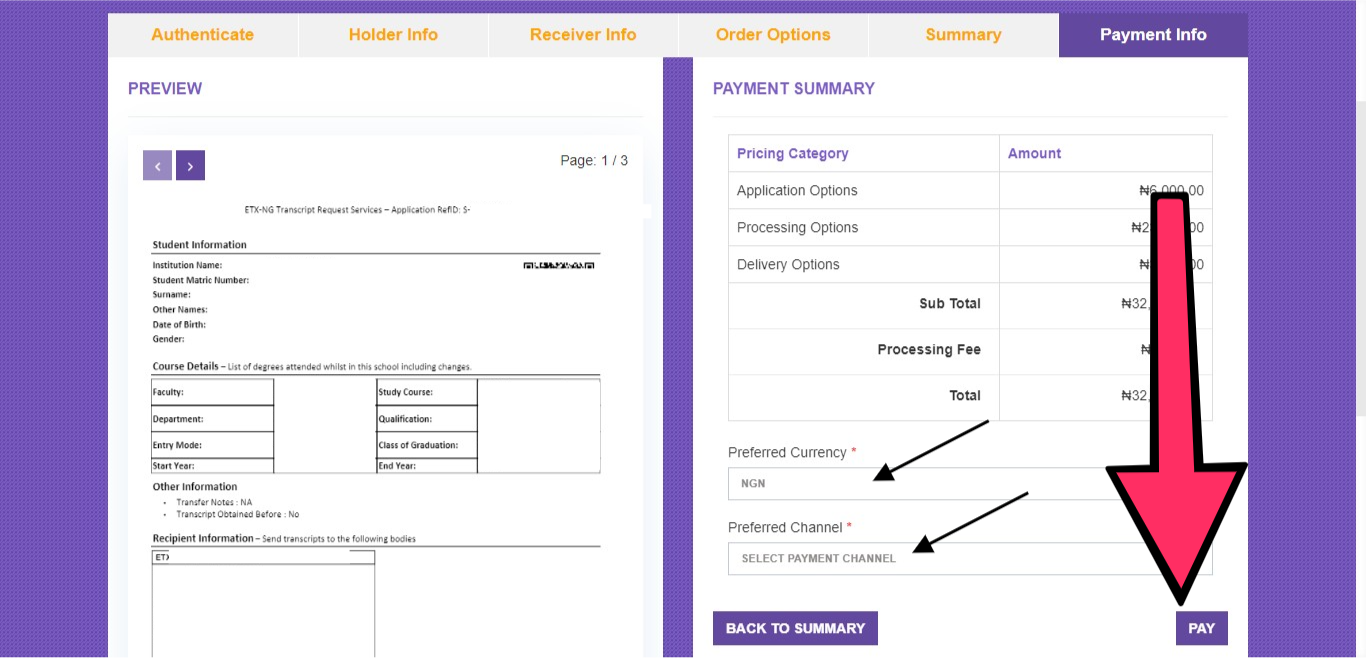 Transcript Request and Storage - ETX.NG