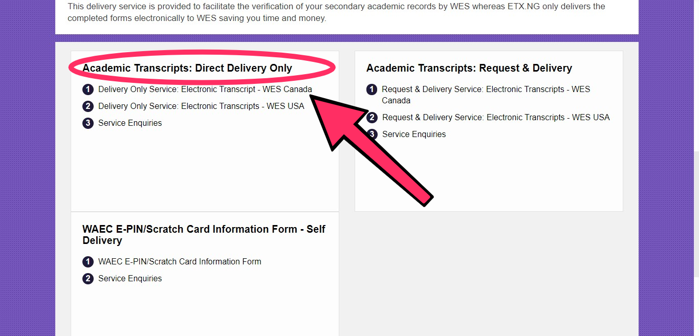 WES: Delivery Only - ETX.NG